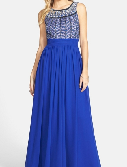 JS Collections | Dresses | Js Collections Blue Gown Embellished | Poshmark